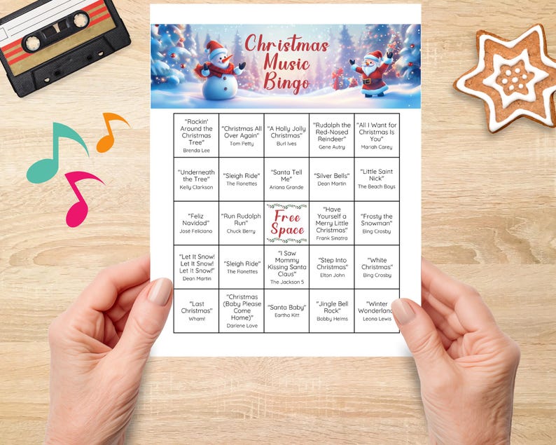 Christmas Music Bingo, 50 Unique Cards, Christmas Song Game, Christmas ...