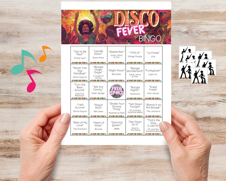 Music Bingo, Disco Fever Bingo Printable Game, Spotify Playlist ...