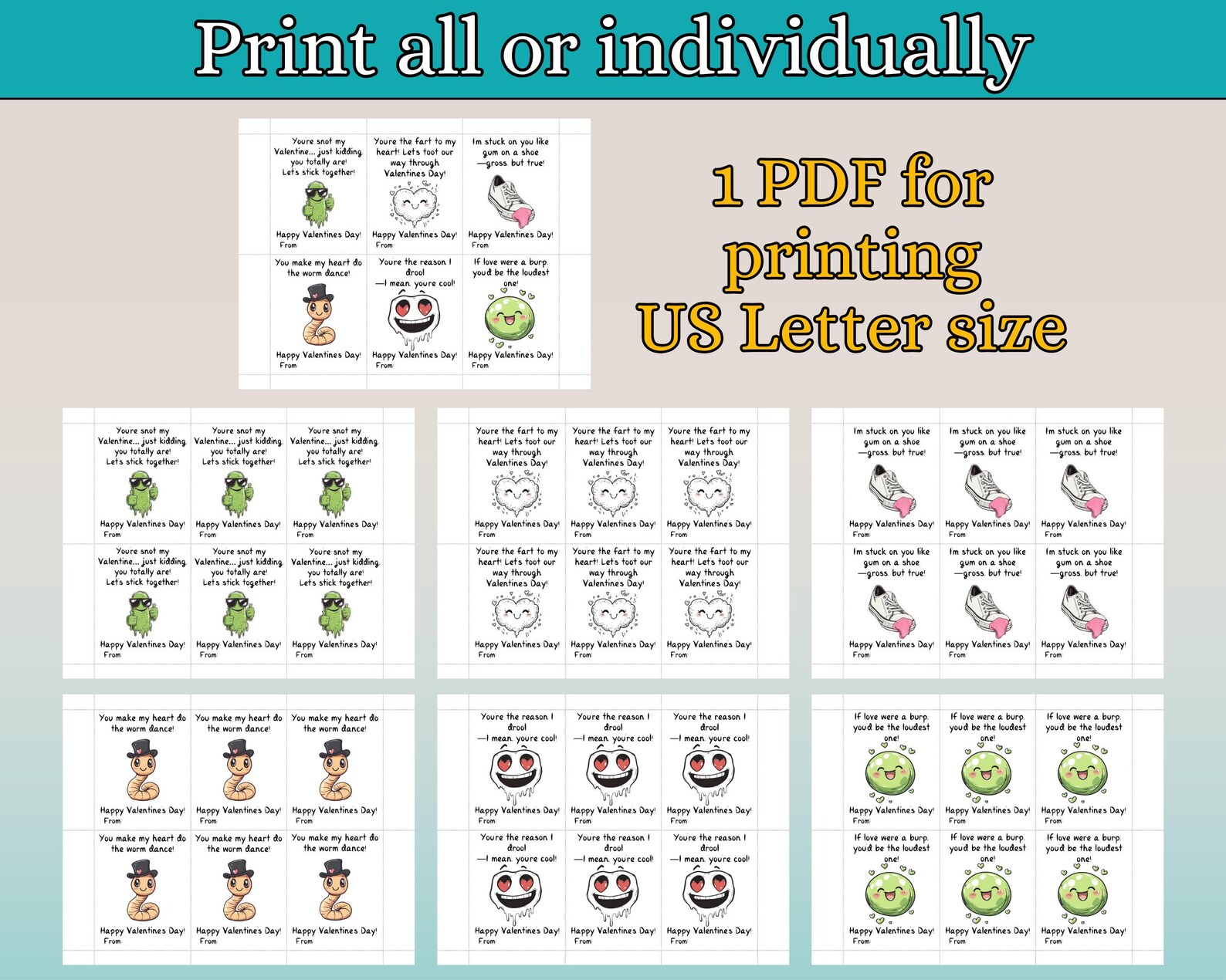Joke Valentine's Day Cards, Funny Valentines for Kids, Classroom ...