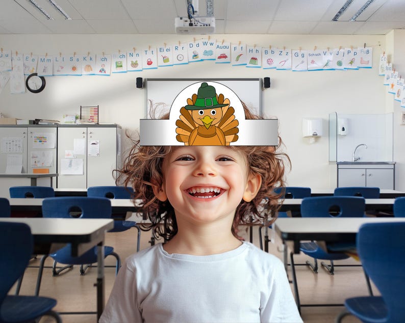 Thanksgiving Paper Crowns, Turkey Hat, Coloring Craft for Kids ...