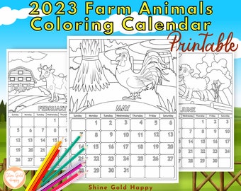 2023 Coloring Calendar 12 Month Calendar Mandala Calendar - Etsy