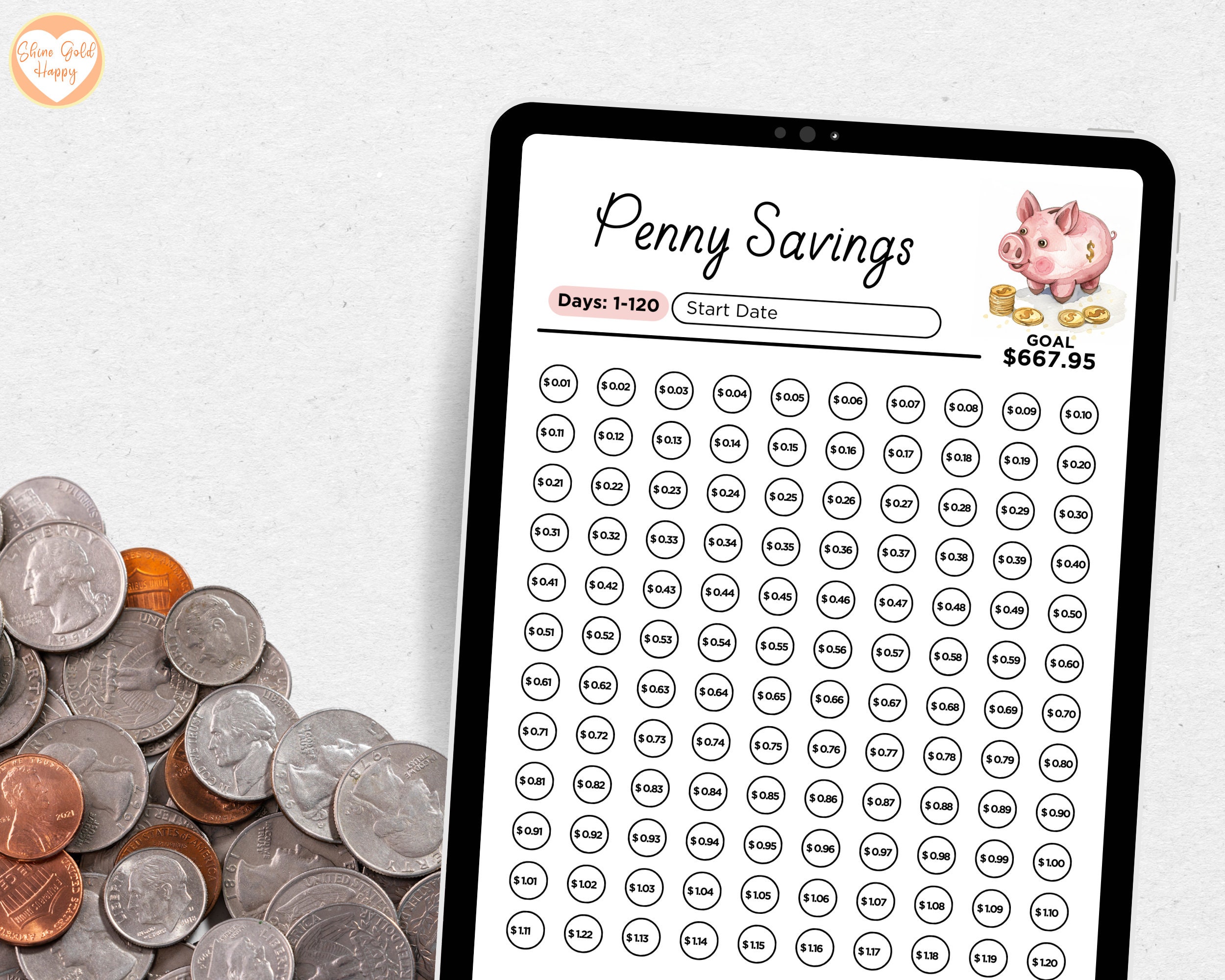 Penny Savings Challenge Printable Tracker, 365 Day Savings Challenge ...