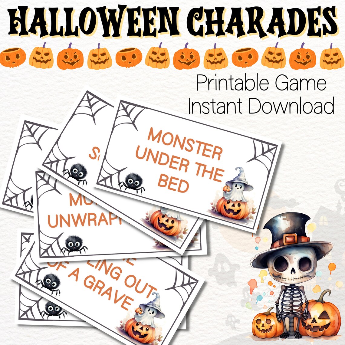 Halloween Charades Game Printable Fun for All Ages Instant Download - Etsy