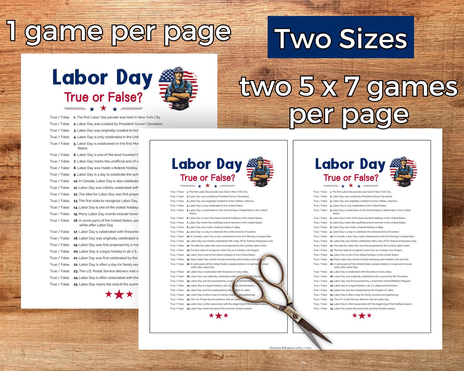 Labor Day Trivia Game, True or False, Labor Day Activity for Kids ...