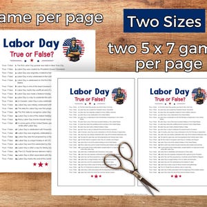 Labor Day Trivia Game, True or False, Labor Day Activity for Kids ...