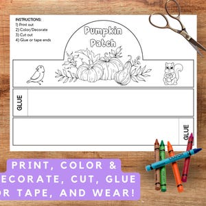 Thanksgiving Paper Crowns, Turkey Hat, Coloring Craft for Kids ...