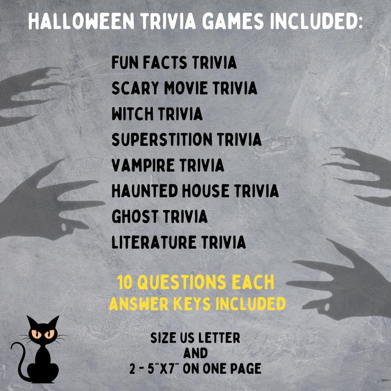 Halloween Trivia Game Bundle, Multiple Choice, Halloween Movie Trivia ...