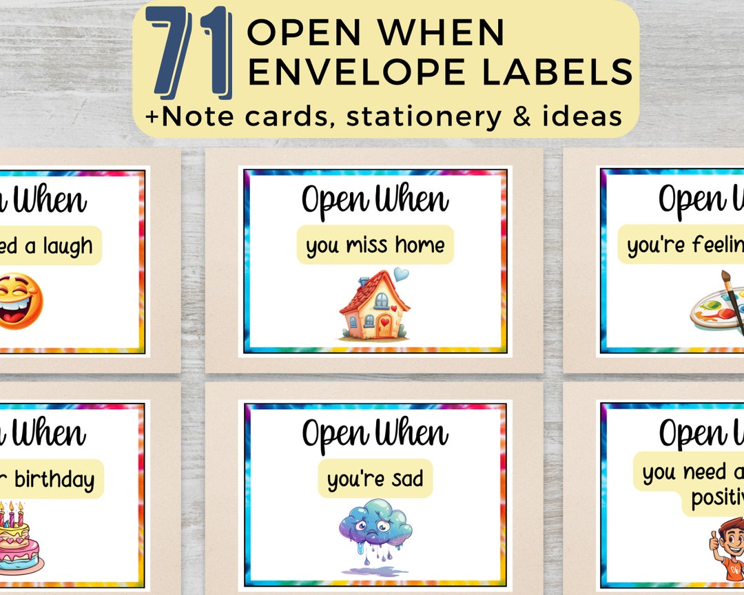 Printable Open When Envelopes College Students, 71 Open When Letters ...