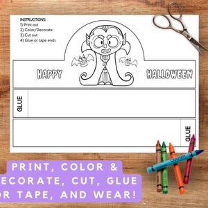 Halloween Paper Crowns, Coloring Craft for Kids, Paper Crown Craft ...
