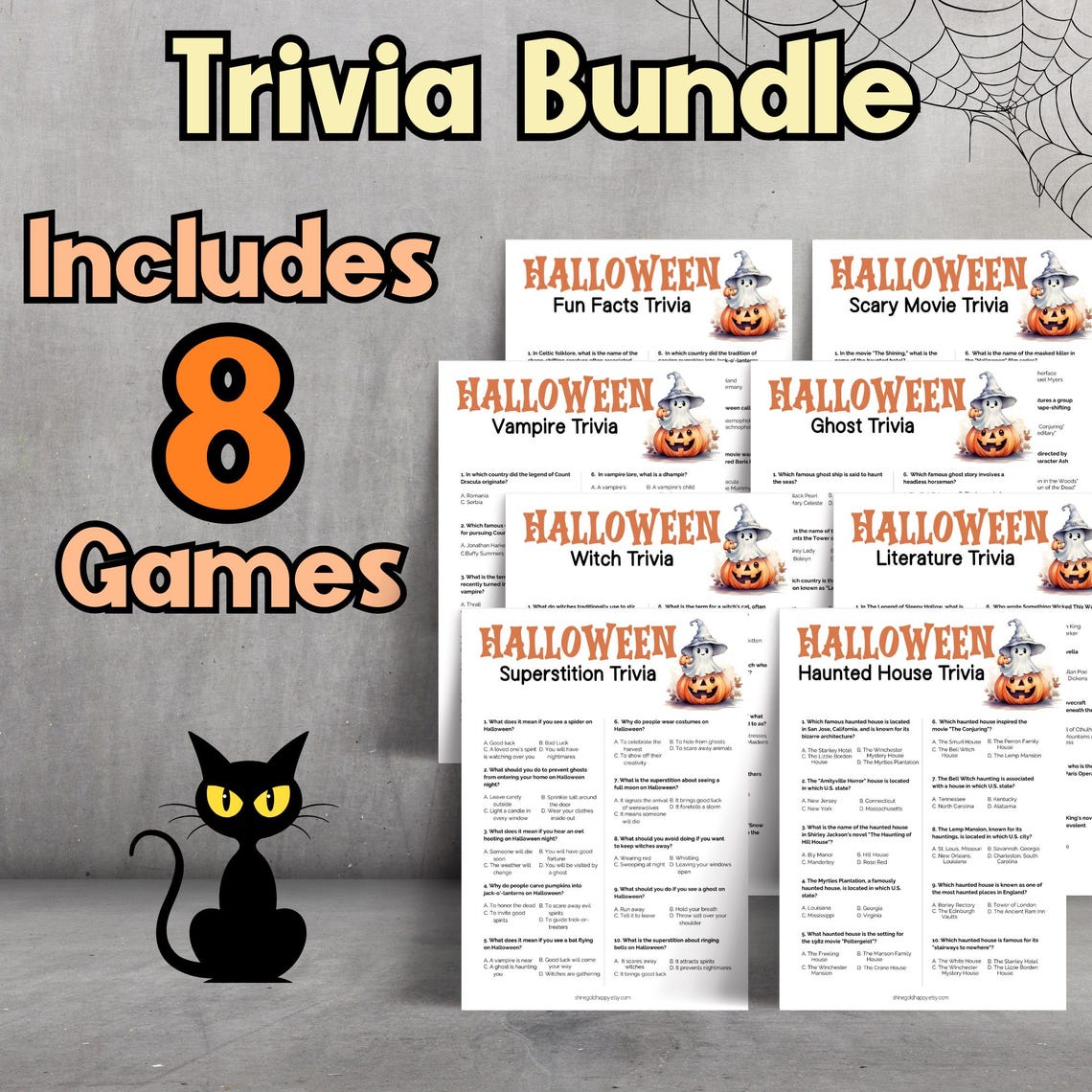 Halloween Trivia Game Bundle, Multiple Choice, Halloween Movie Trivia ...