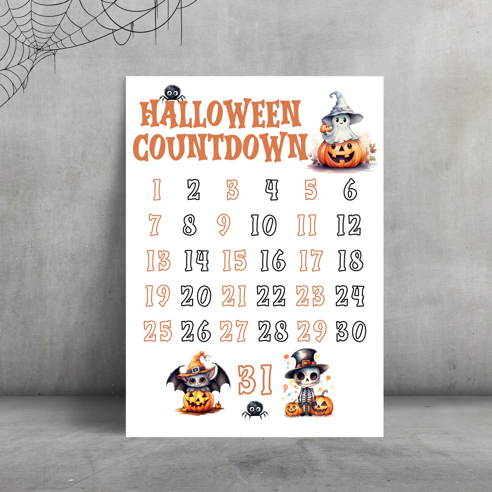Halloween Countdown Printable Calendar - Etsy