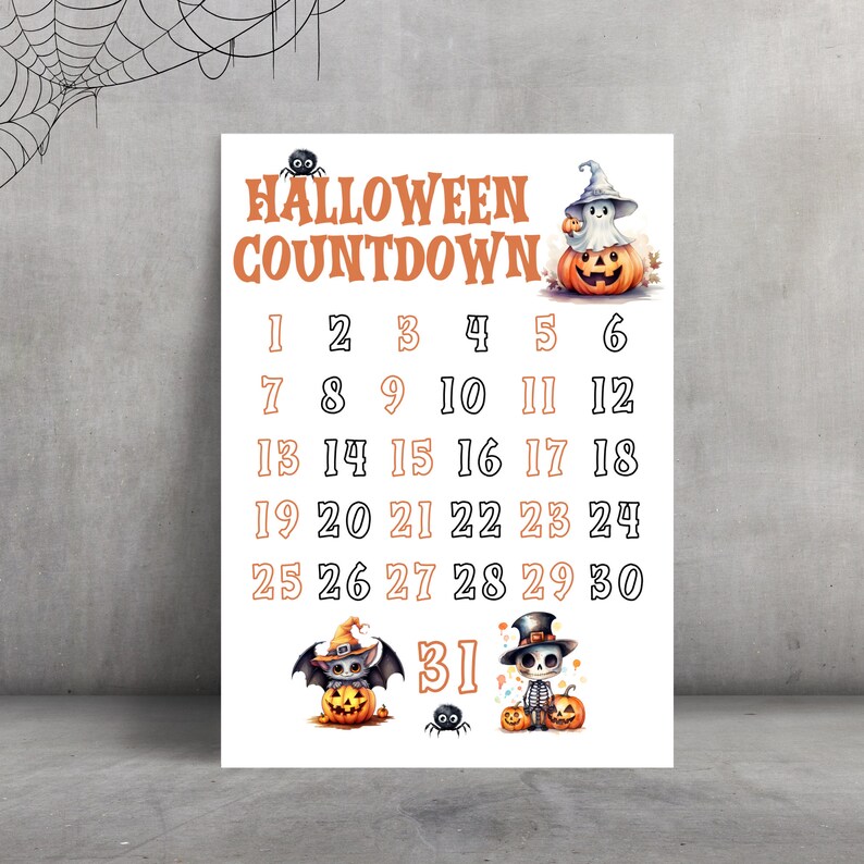 Halloween Countdown Printable Calendar - Etsy