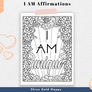 I Am Affirmations Coloring Pages PDF Digital Download | Etsy