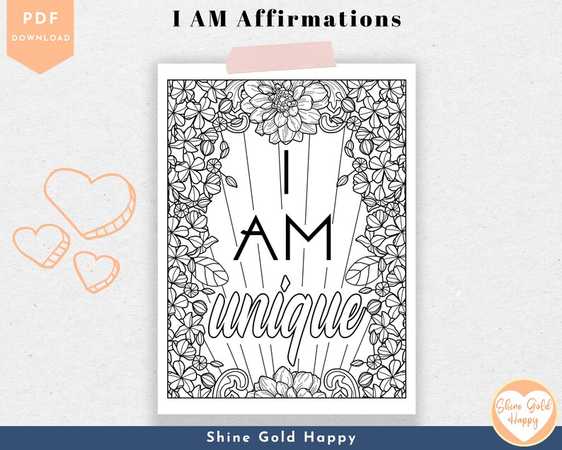 I Am Affirmations Coloring Pages PDF Digital Download - Etsy