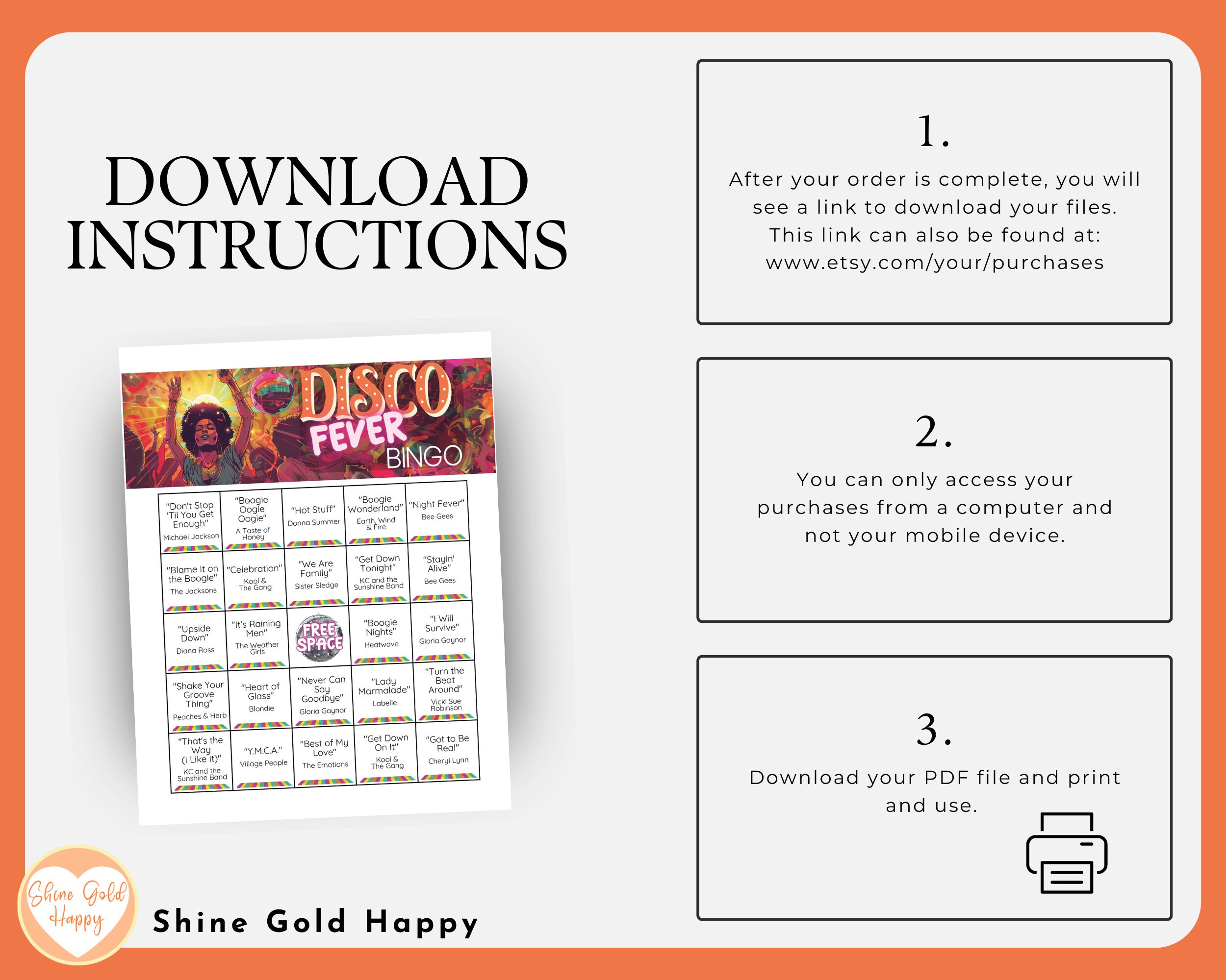 Music Bingo, Disco Fever Bingo Printable Game, Spotify Playlist ...