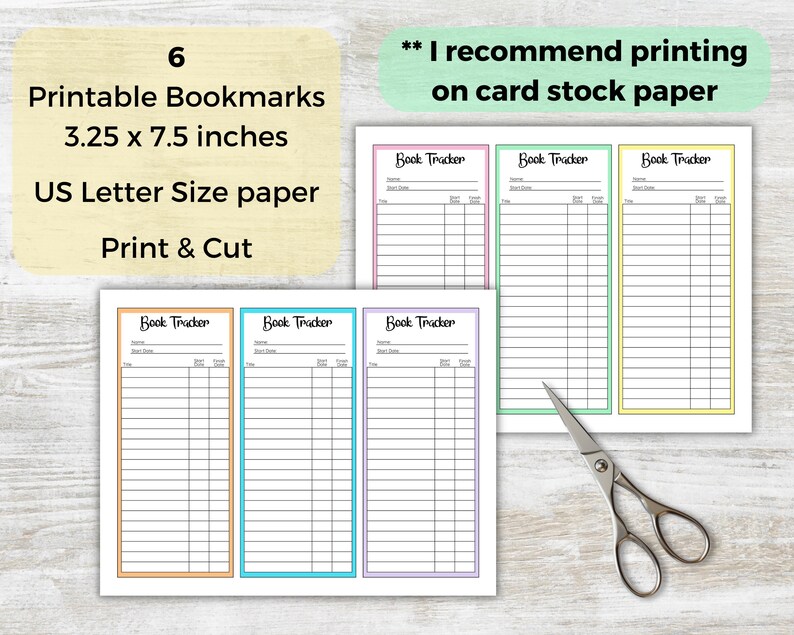 Book Tracker Bookmarks, Bright Pastels, Reading List Bookmark, Library ...