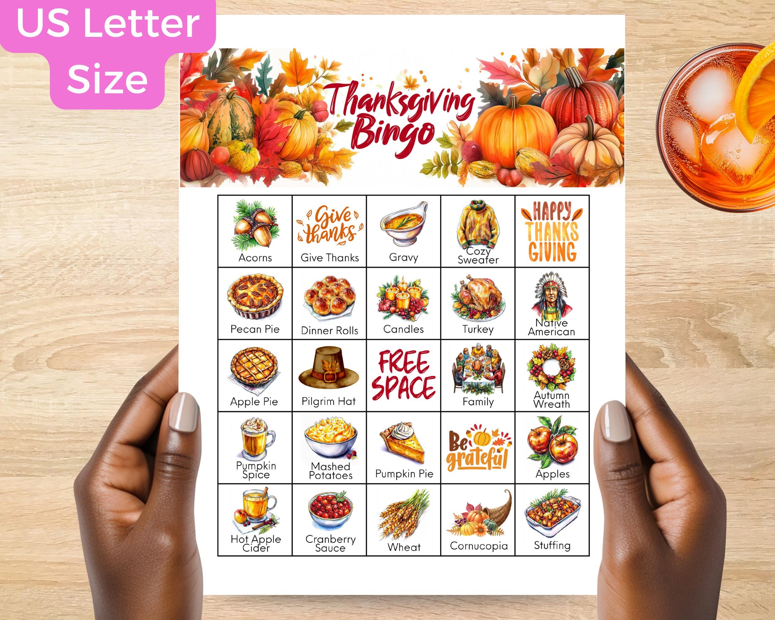 Thanksgiving Bingo, 50 Unique Bingo Cards, Thanksgiving Games ...