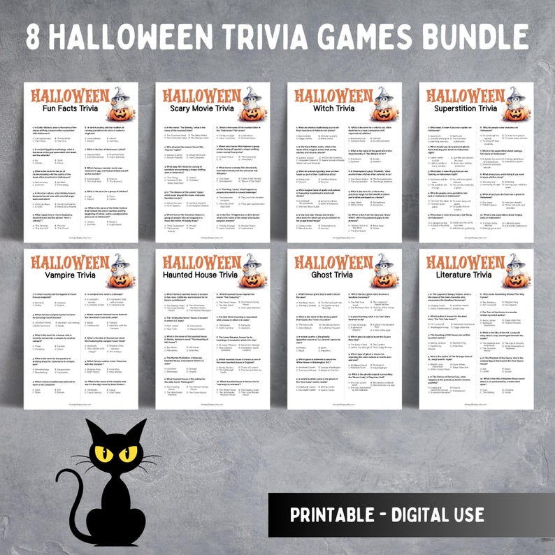 Halloween Trivia Game Bundle, Multiple Choice, Halloween Movie Trivia ...