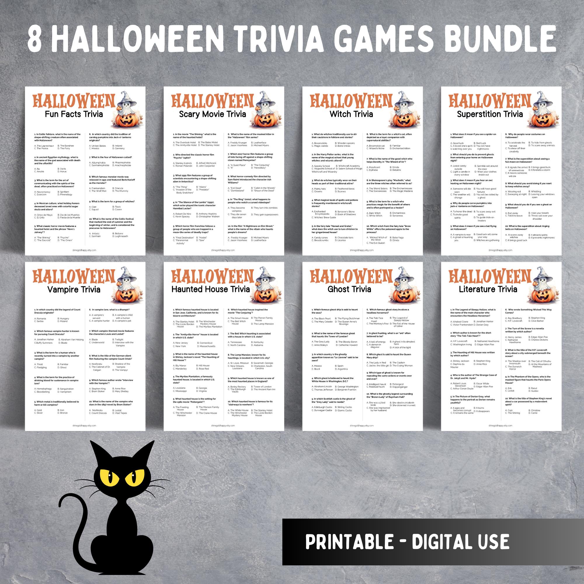 Halloween Trivia Game Bundle, Multiple Choice, Halloween Movie Trivia ...