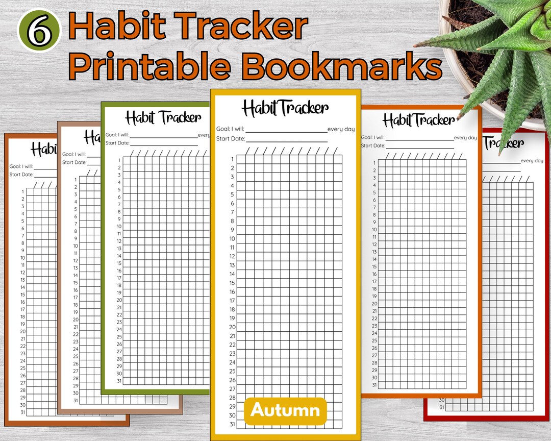 Habit Tracker Bookmark Autumn, Reading Tracker, Bookmark Tracker ...