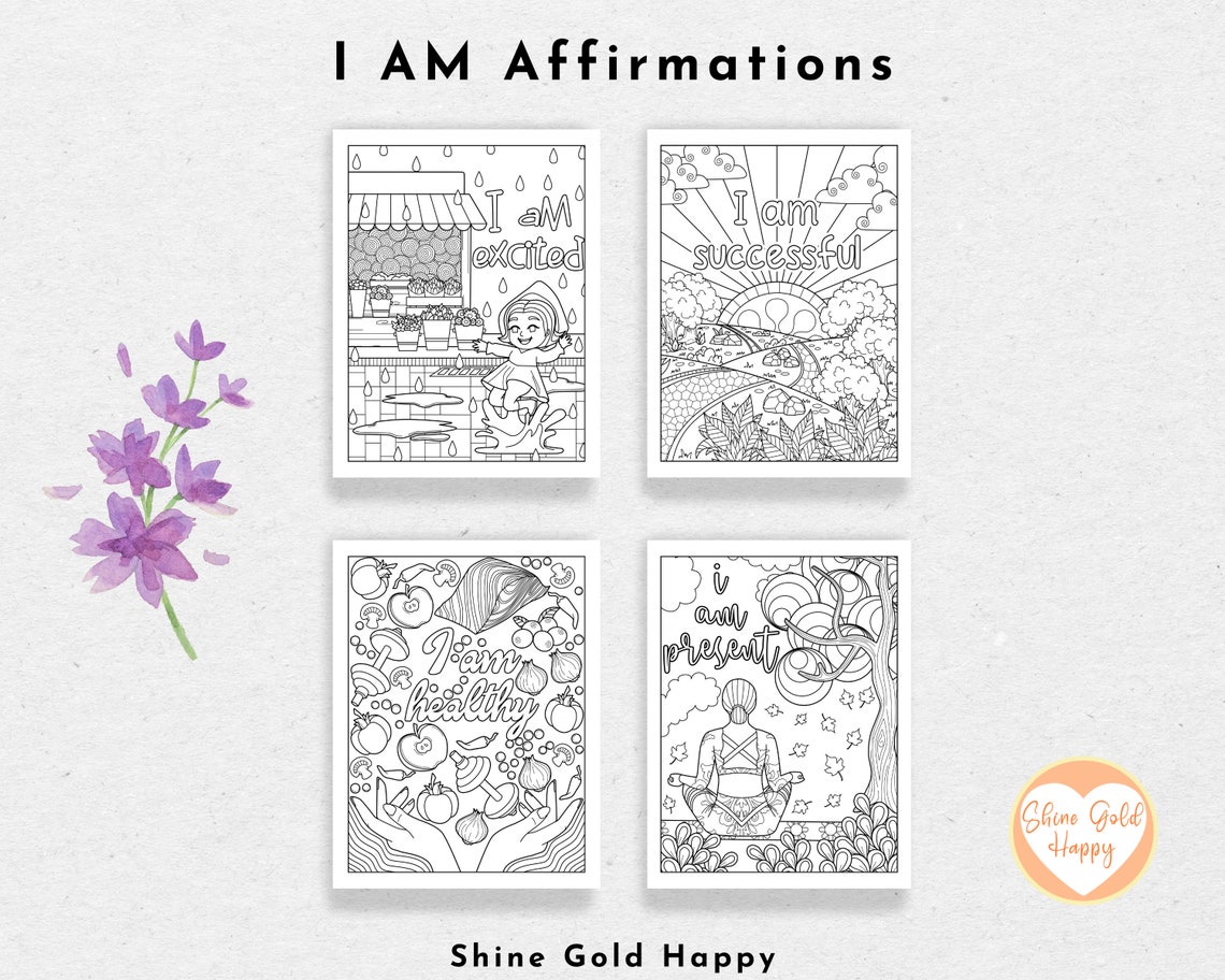 I Am Affirmations Coloring Pages PDF Digital Download - Etsy