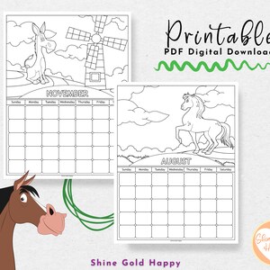 Undated Farm Animals Coloring Calendar | PDF Digital Download Printable ...
