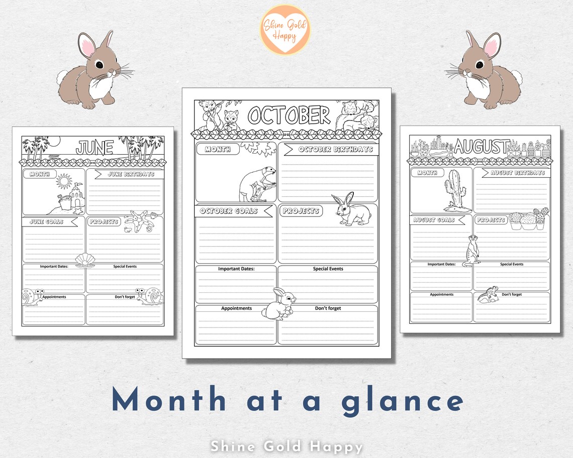 2022 Nature Coloring Calendar PDF Digital Download Printable | Etsy