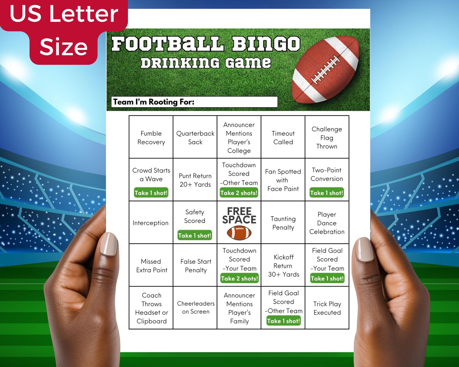Football Bingo Drinking Game, 50 Unique Bingo Cards, Football Drinking ...
