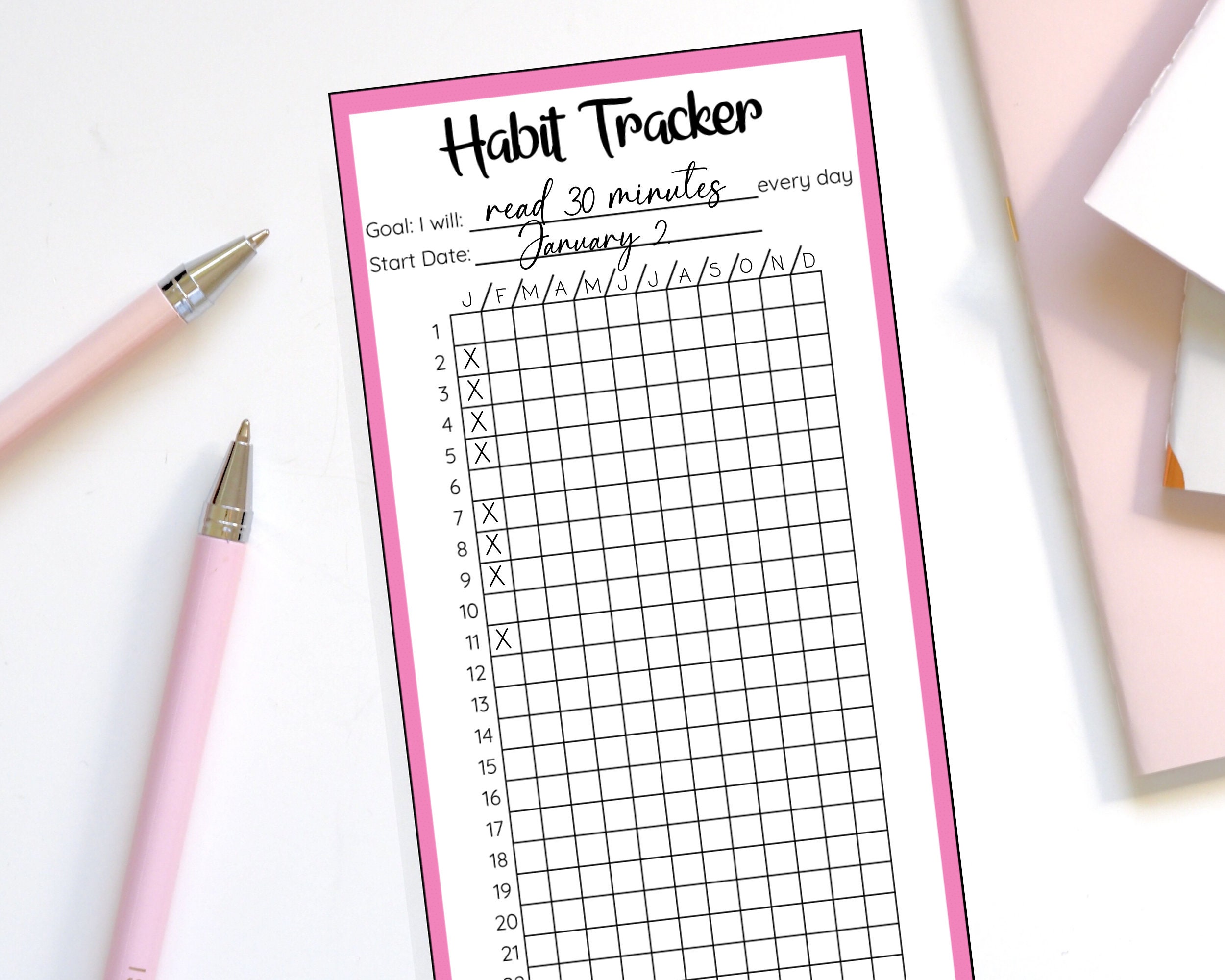 Habit Tracker Bookmark Romantic, Reading Tracker, Bookmark Tracker ...