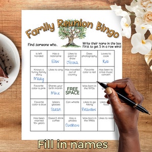 Family Reunion Bingo Printable Game, Find Someone Who, Family Reunion ...