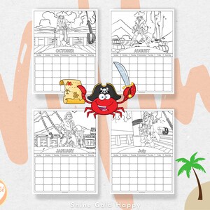 Undated Pirates Coloring Calendar PDF Digital Download Printable - Etsy