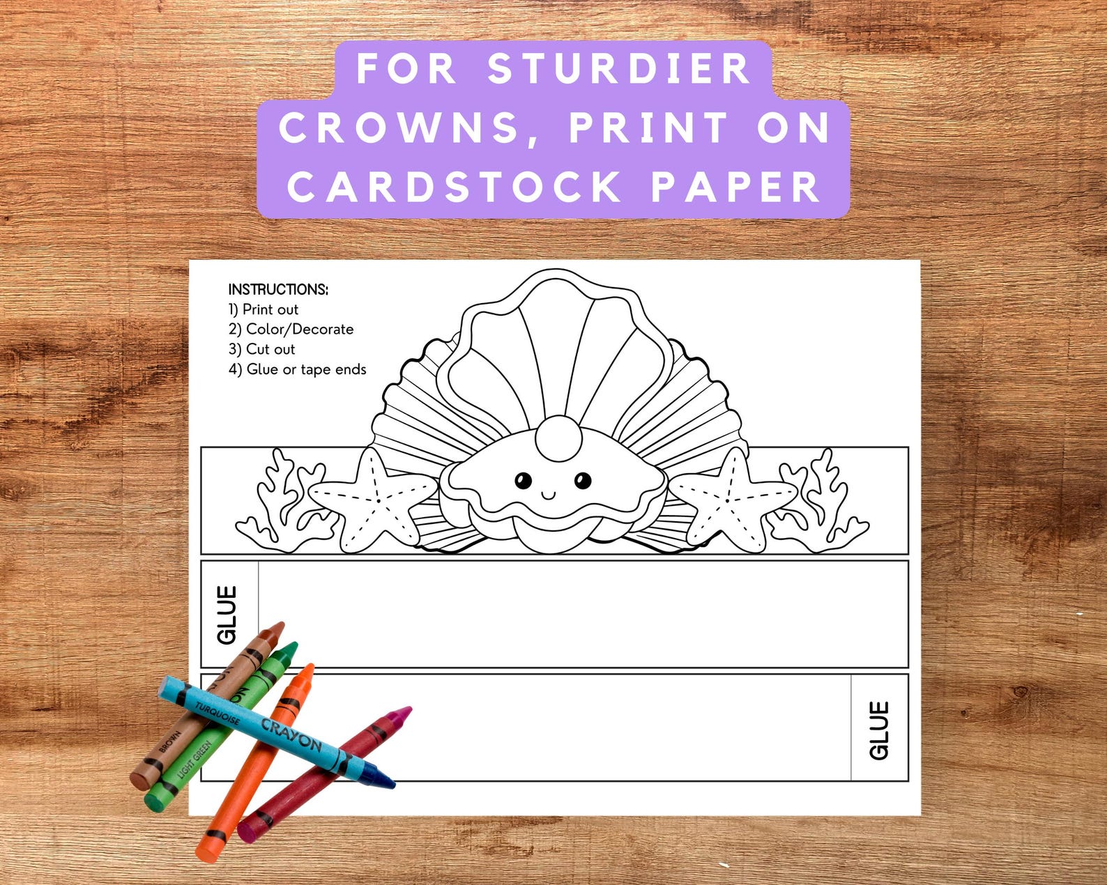 Mermaid Paper Crown, Birthday Party, Mermaid Coloring Craft for Kids ...