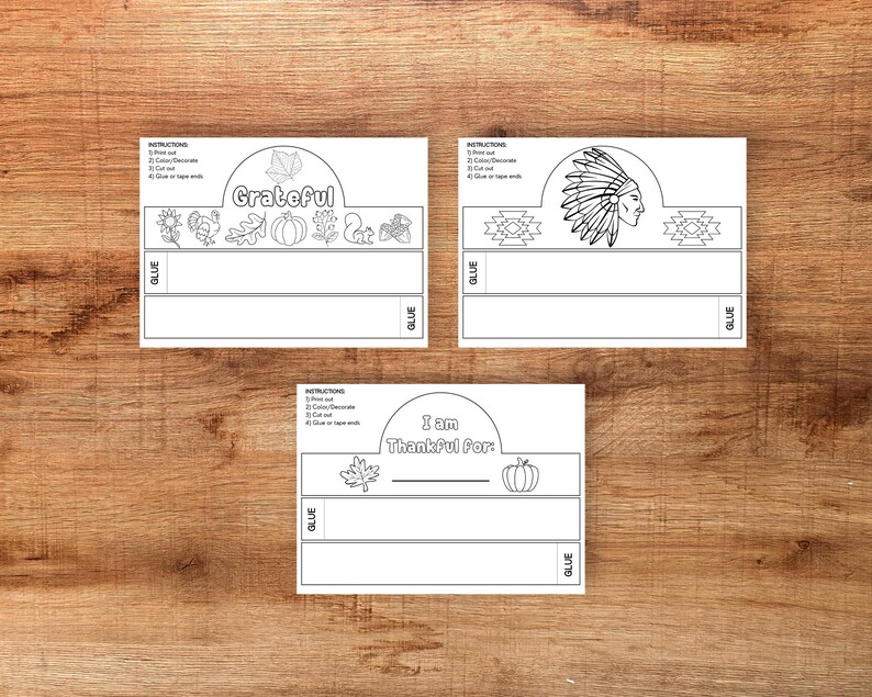 Thanksgiving Paper Crowns, Turkey Hat, Coloring Craft for Kids ...