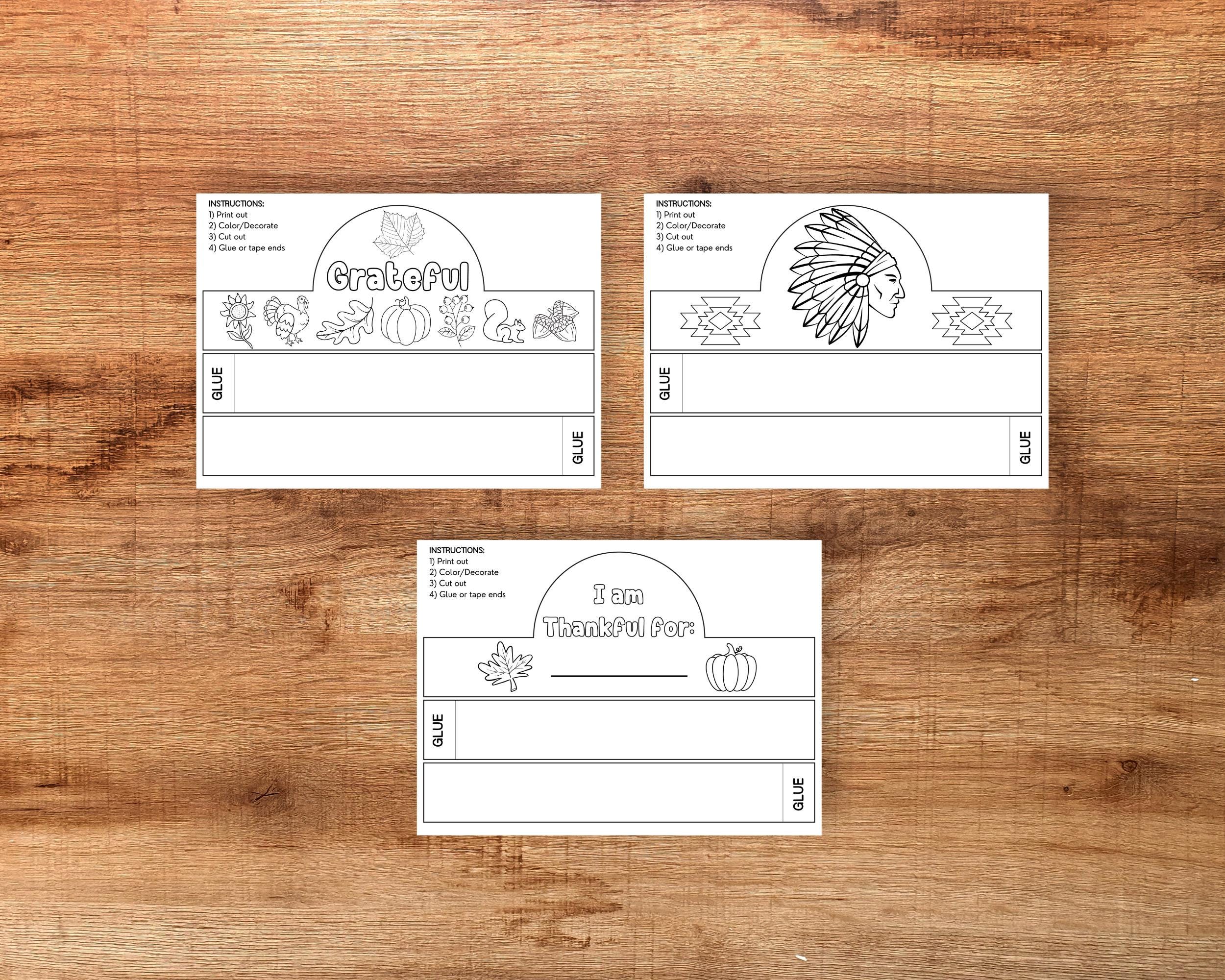 Thanksgiving Paper Crowns, Turkey Hat, Coloring Craft for Kids ...