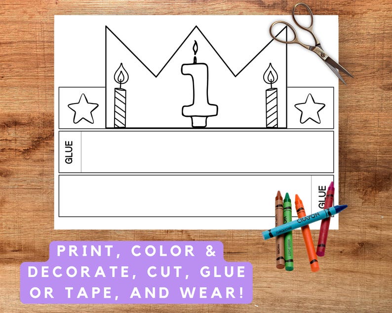 First Birthday Paper Crown, 1st Birthday Crown, Baby First Birthday ...