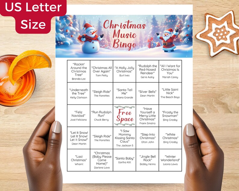 Christmas Music Bingo, 50 Unique Cards, Christmas Song Game, Christmas ...