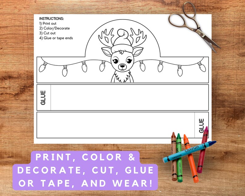 Christmas Paper Crowns, Coloring Craft for Kids, Winter Holiday ...