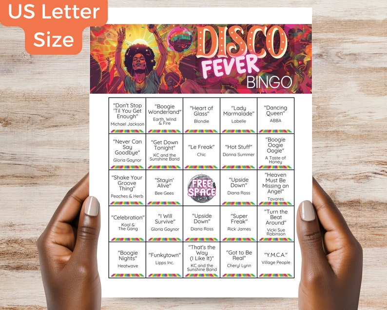 Music Bingo, Disco Fever Bingo Printable Game, Spotify Playlist ...