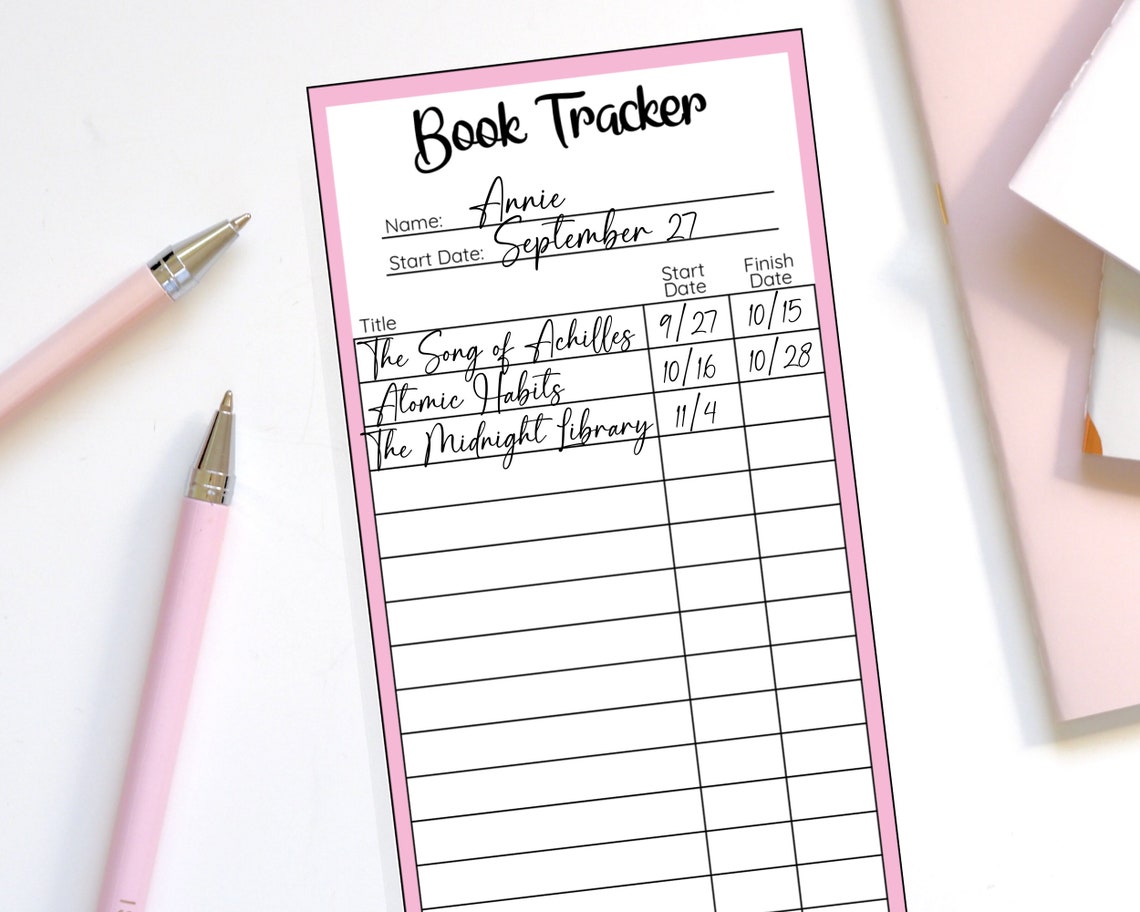 Book Tracker Bookmarks, Bright Pastels, Reading List Bookmark, Library ...