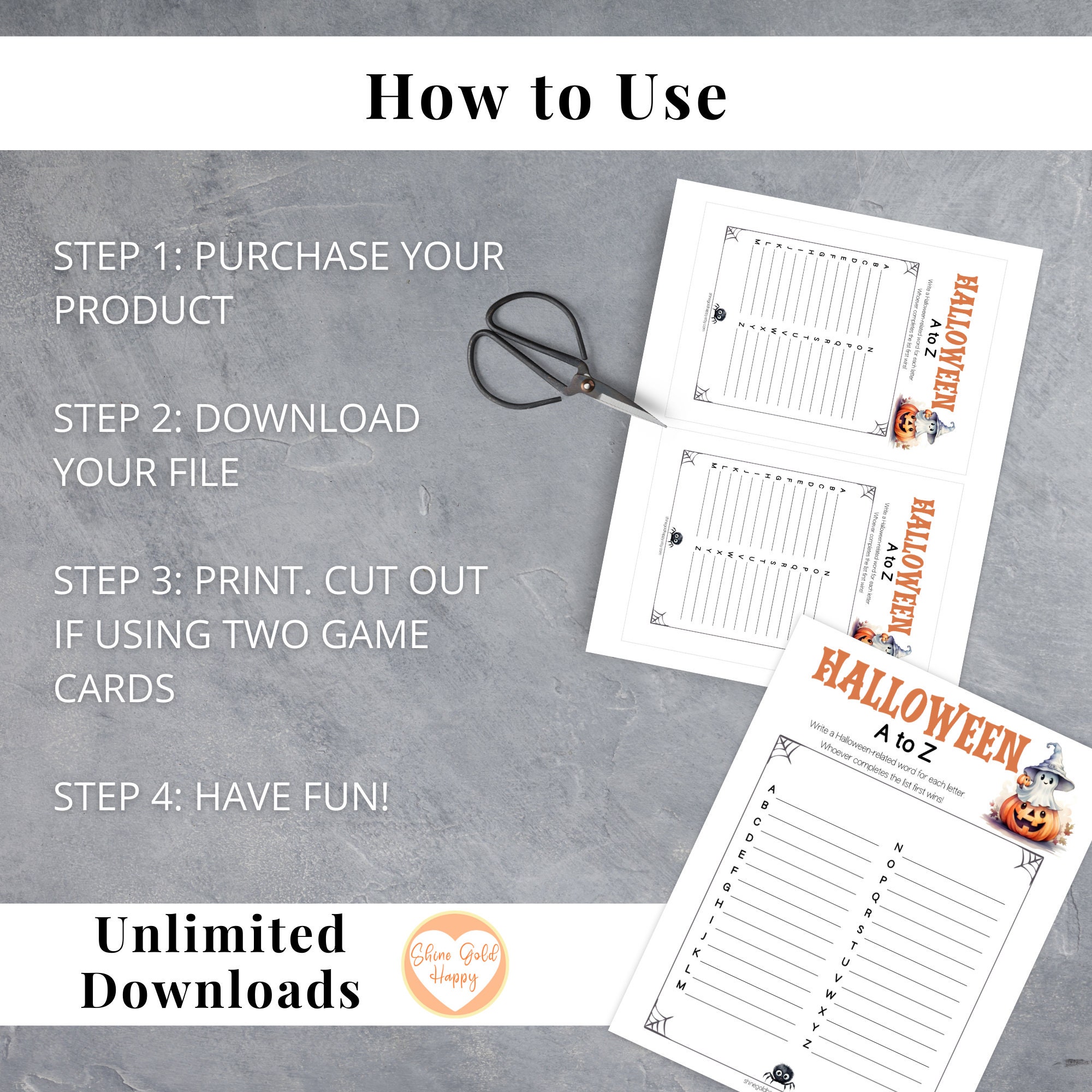 Halloween A to Z Printable Game Instant Download - Etsy