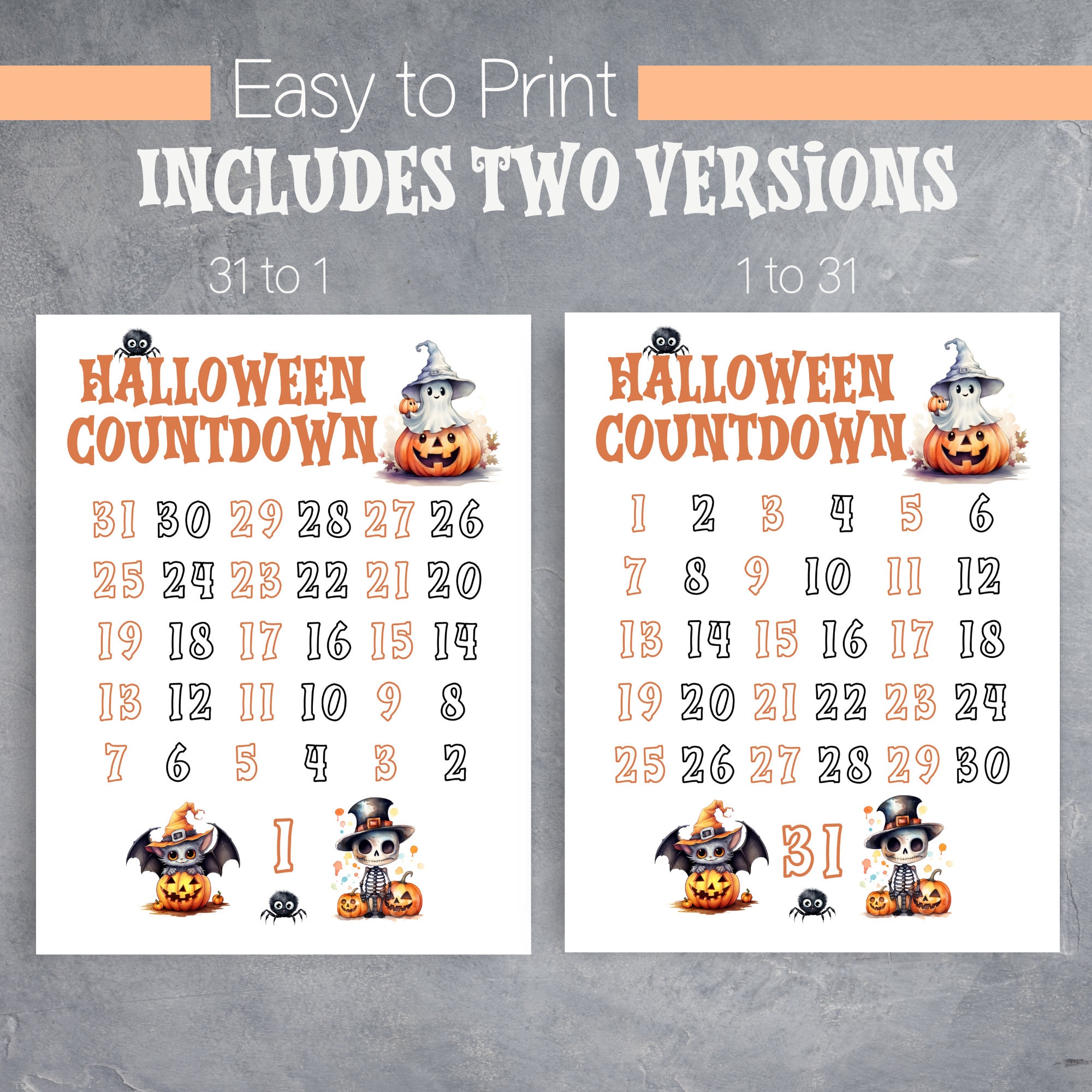 Halloween Countdown Printable Calendar - Etsy