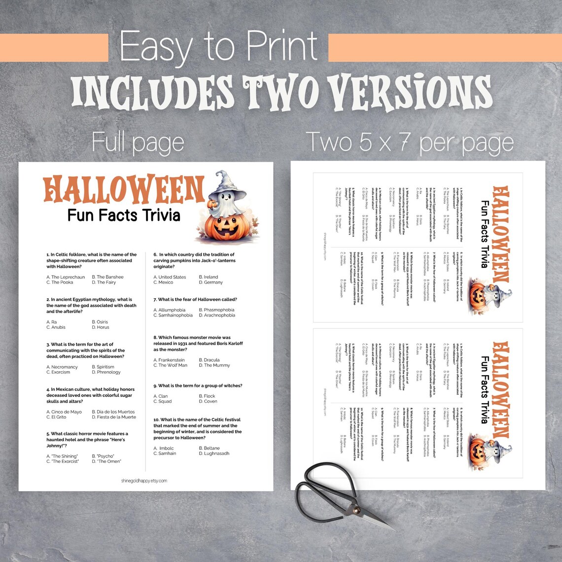 Halloween Trivia Game Bundle, Multiple Choice, Halloween Movie Trivia ...