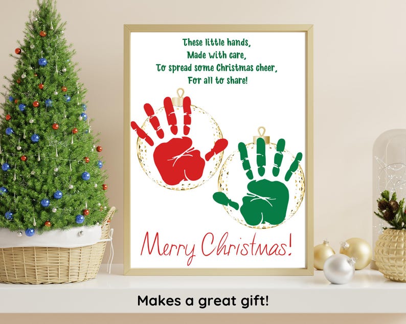 Christmas Handprint Art Bundle, Handprint Craft, DIY Holiday Activity ...