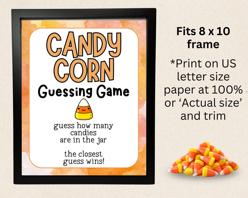 Candy Corn Guessing Game, Candy Corn Jar, Guess How Many Sign and Cards ...