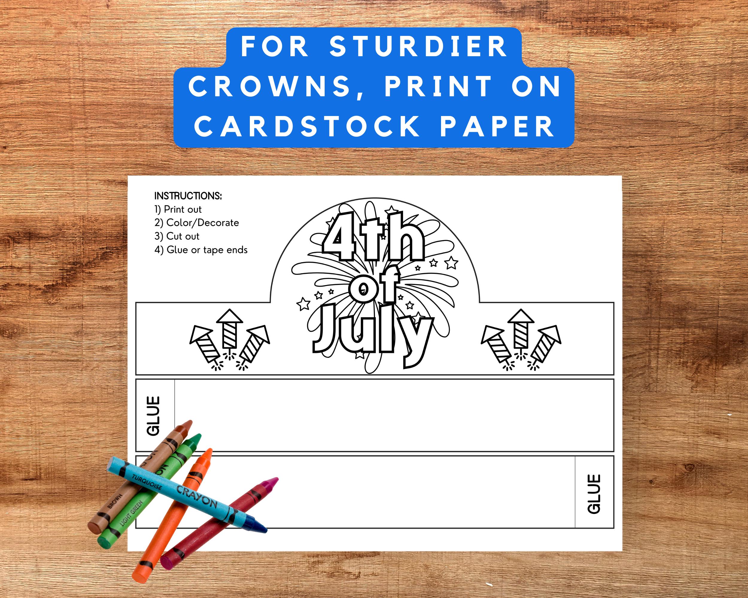 4th of July Paper Crown Templates, Independence Day, Paper Hat Coloring ...