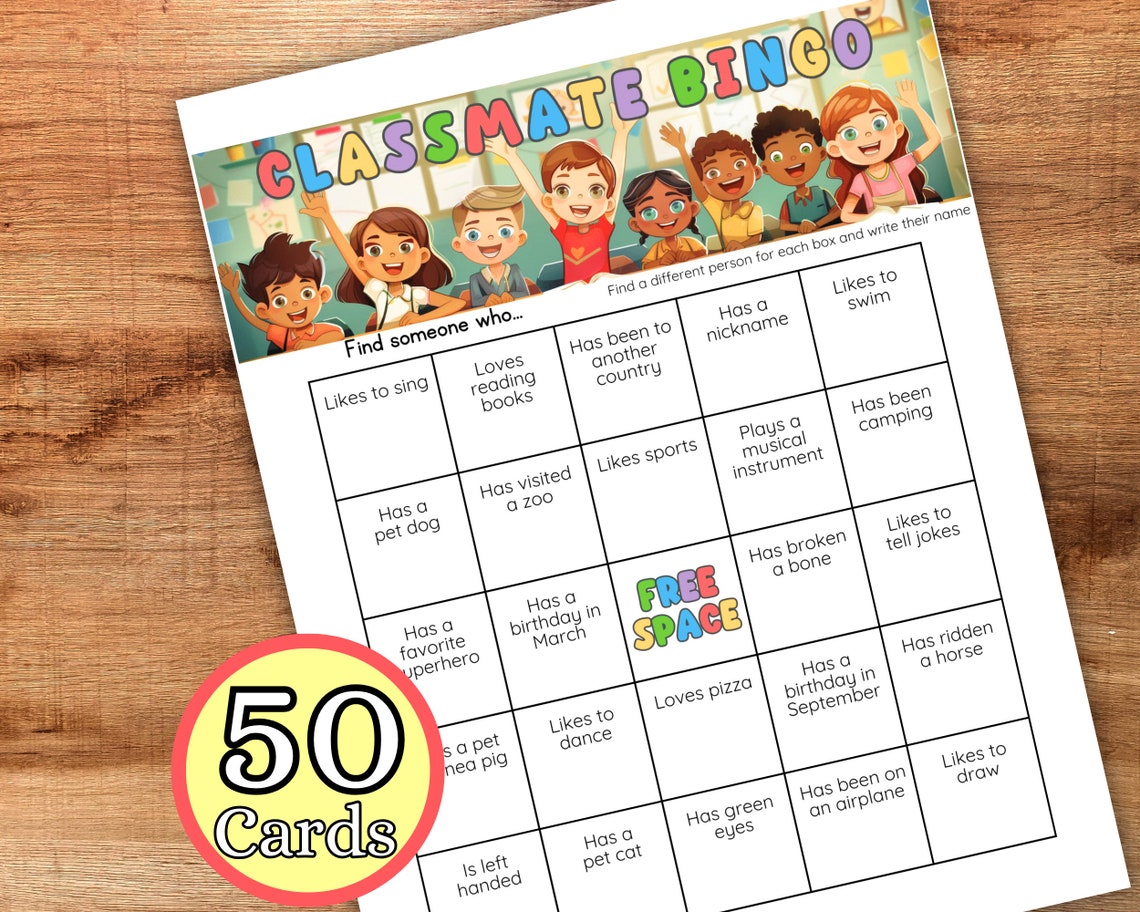 Classmate Bingo, Printable First Day of School Icebreaker Game to Get ...