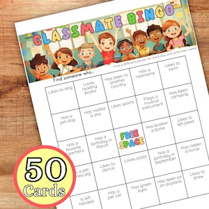 Classmate Bingo, Printable First Day of School Icebreaker Game to Get ...