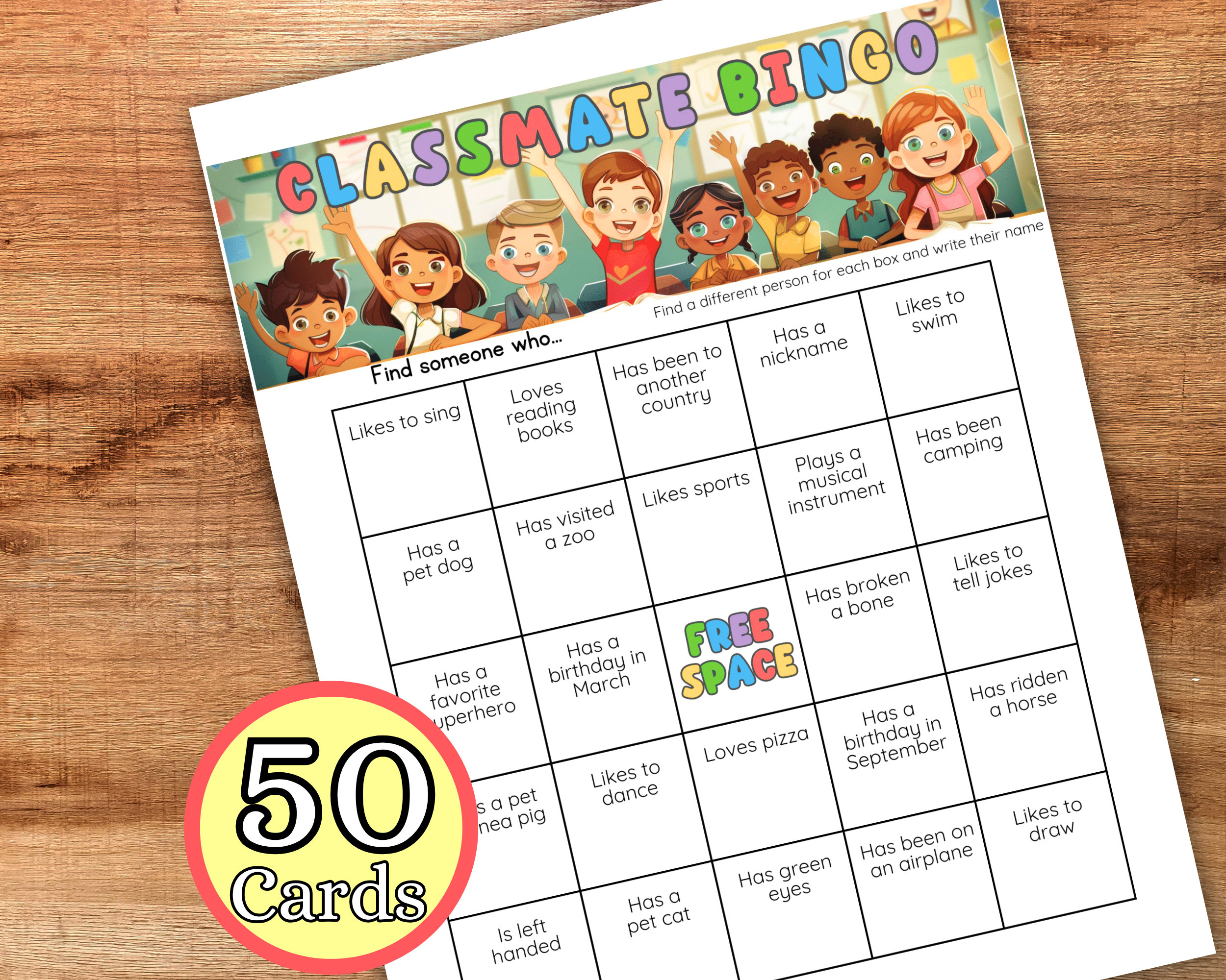 Classmate Bingo, Printable First Day of School Icebreaker Game to Get ...