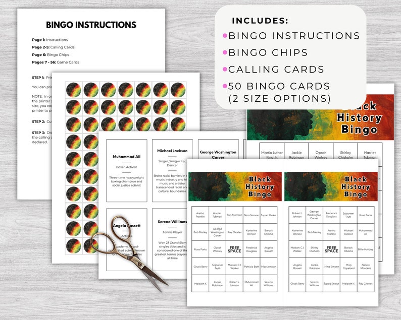 Printable Black History Bingo Game, Juneteenth, Black History Trivia ...
