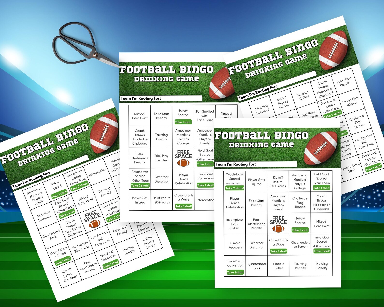Football Bingo Drinking Game, 50 Unique Bingo Cards, Football Drinking ...
